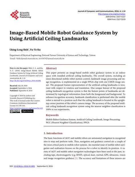 PDF Image Based Mobile Robot Guidance System By Using Artificial Ceiling Landmarks