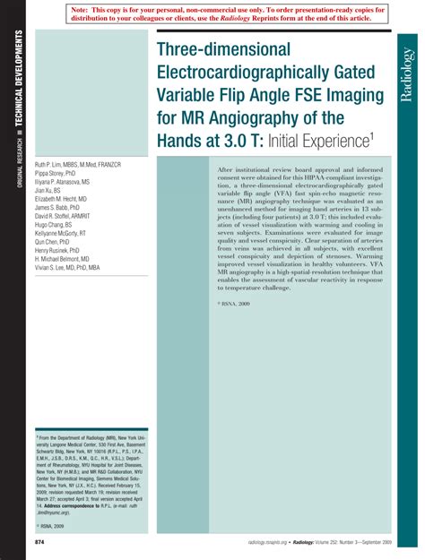 Pdf Three Dimensional Electrocardiographically Gated Variable Flip Angle Fse Imaging For Mr