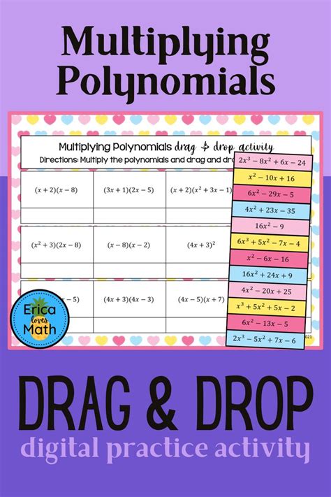 multiplying polynomials digital activity drag and drop polynomials