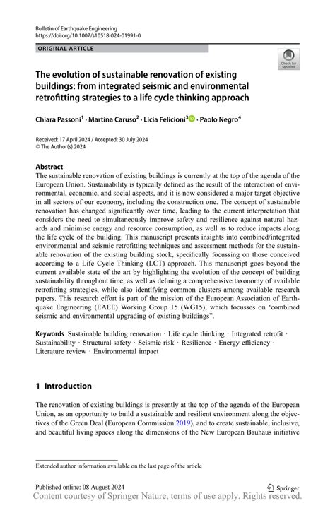 Pdf The Evolution Of Sustainable Renovation Of Existing Buildings From Integrated Seismic And