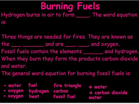 Burning Fuels Interactive Cloze Activity Teaching Resources