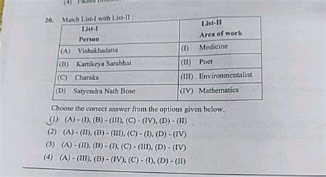 Match List I With List II Match List I StudyX
