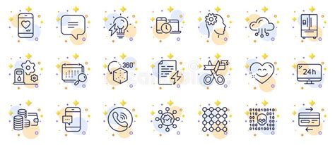 Outline Set Of Wallet Filling Station And Power Certificate Line Icons For Web App Pictogram