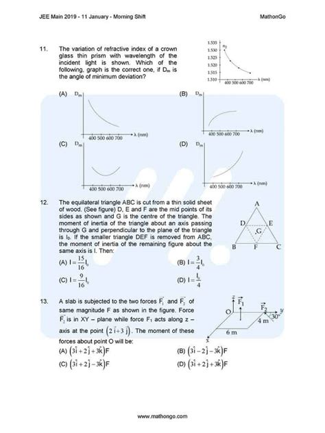 JEE Main Question Paper With Answer Keys Th Jan Morning MathonGo