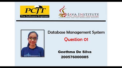 Dbms Question Session Task 01 1st Year Semester 01 Java