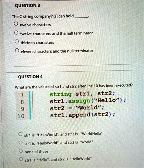 Question 3 The C String Company 12 Can Hold Twelve Characters Twelve Characters And The