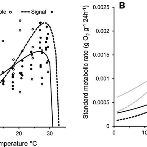 A The Routine Rmr Go2 G⁻¹ 24 H⁻¹ And B Standard Metabolic Rate Download Scientific