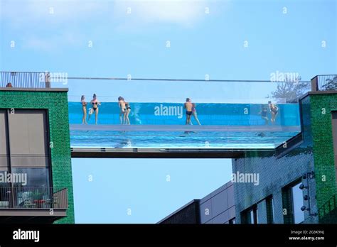 London Uk Swimmers At The Newly Opened Sky Pool At Embassy Gardens
