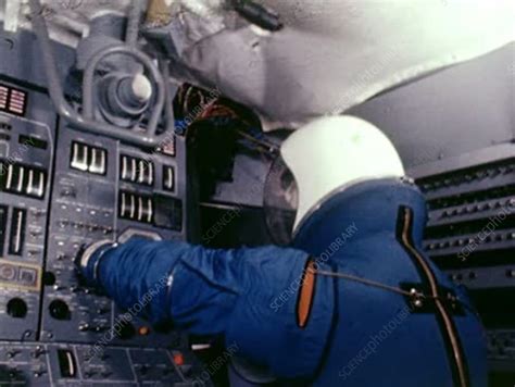 Apollo Suit Evaluation Test Inside Mock Up Lunar Module 1960s Stock