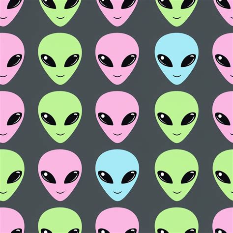 Pastel Alien Heads Cute Seamless Pattern Design For Fun Decor Seamless
