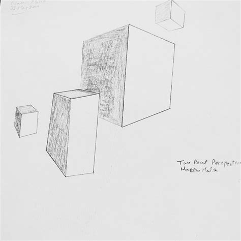 Cubes In Two Point Perspective Drawing