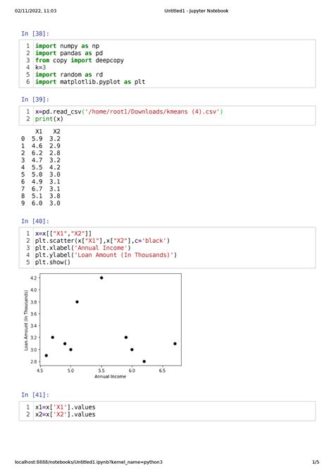 K Means Nt Is ML Lab Program In In In In X X