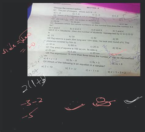 Choose The Correct Option Q1 The Pair Of Integers Whose Sum Is 5 A 1