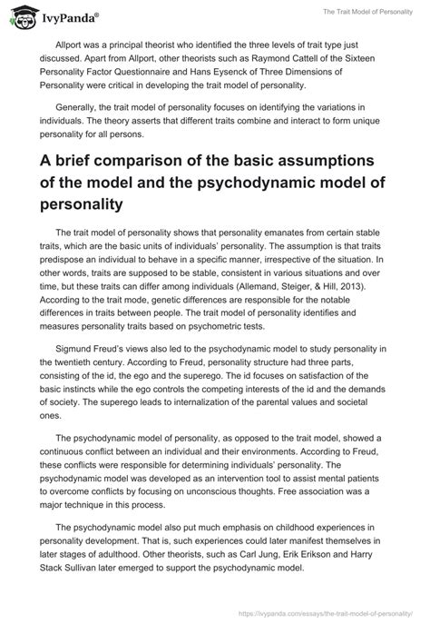 The Trait Model Of Personality 1379 Words Essay Example