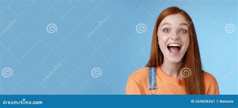 Amused Charismatic Lively Outgoing Ginger Girl Thrilled Having Fun