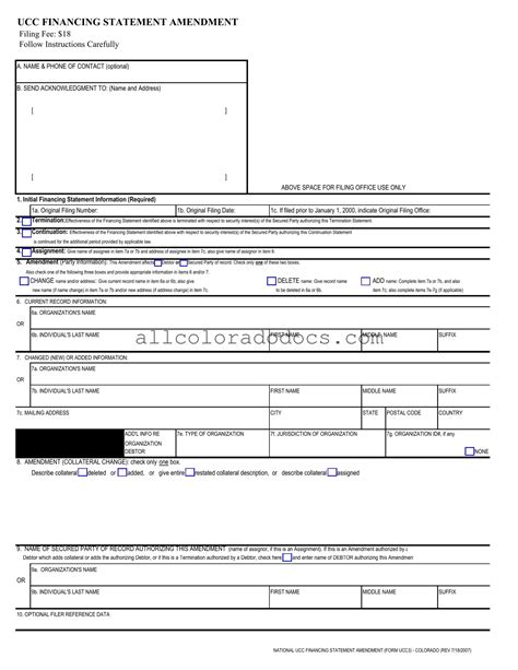 Free Colorado Ucc3 Template ⋆ Blank Pdf Form