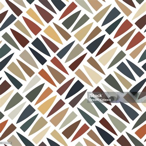 흰색 배경에 작고 다양한 색상의 삼각형 타일로 만든 대각선 구성의 현대적인 모자이크 디자인 원활한 반복 패턴 벡터 일러스트 레이