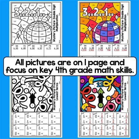4th Grade New Year Math Fourth Grade Math Color By Code By Math Mojo