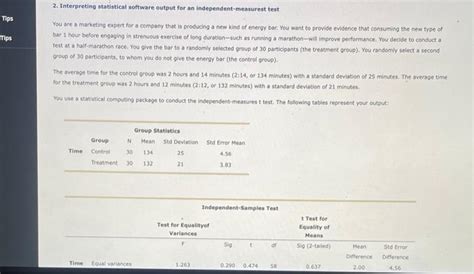 solved 2 interpreting statistical software output for an