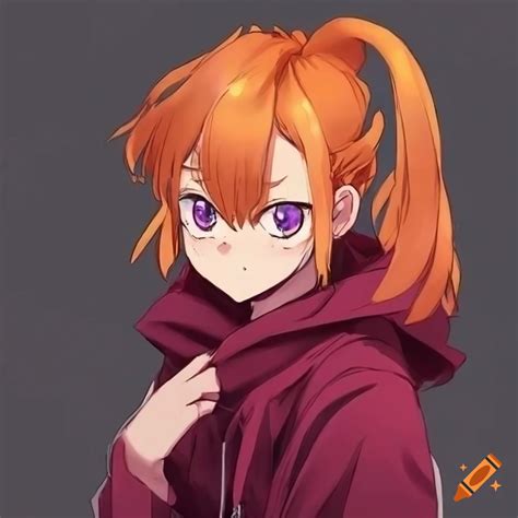 Anime Girl Orange Hair Blue Eyes
