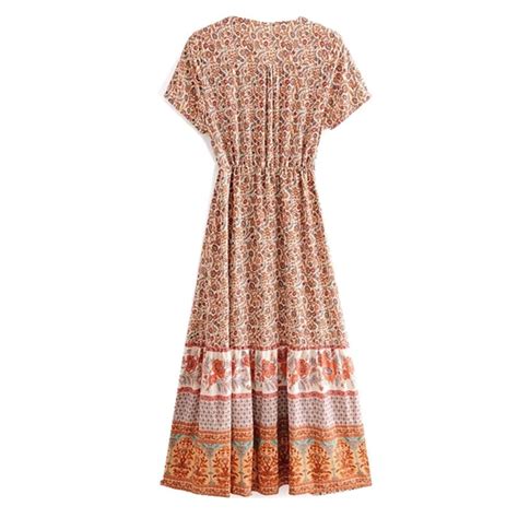 Boho Location Paisley Floral Print Women Dress Lastrafashion