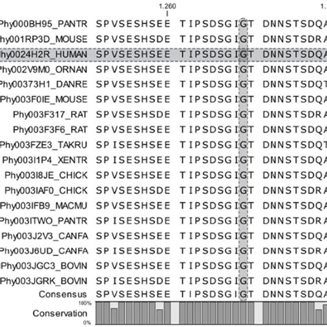 Sequence Alignment For Setbp1 Homologous Sequences From 1251 To 1280