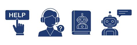 Customer Service And Ai Support Solid Icon Set Help Desk Assistance