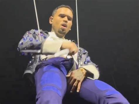 Chris Brown S Bulge Exposed As He Hangs In Air During Concert Watch