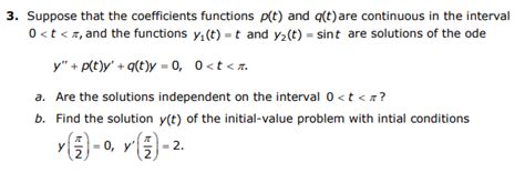 solved 3 suppose that the coefficients functions p t and