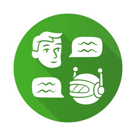 Chatbot Flat Design Long Shadow Glyph Icon Online Customer Support Robot Help Service Man
