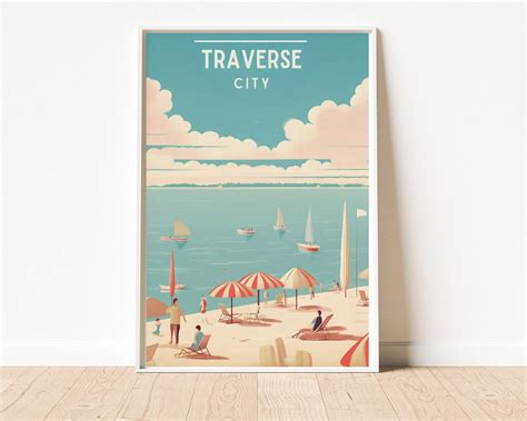 Traverse City Michigan Travel Poster Vintage Inspired Wall Art Great