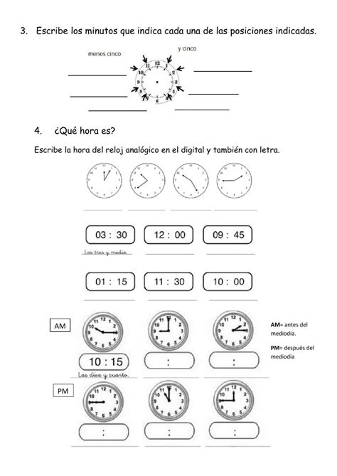 Ejercicio Interactivo De Las Horas Minutos Y Segundos