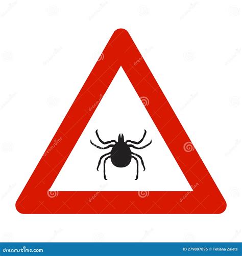 Warning Beware Of Ticks Vector Illustration Tick Insect In The Prohibition Stop Sign Camping