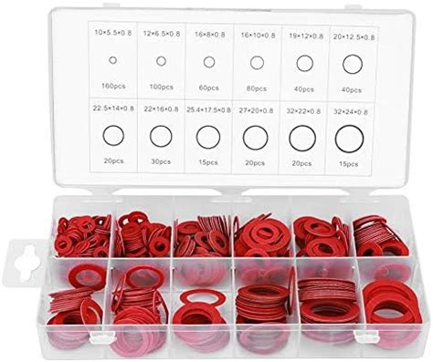 Fiber Dichtungen Sortiment 600 Stück Rote Vulkanfiber Unterlegscheiben Dichtung 600pcs Red