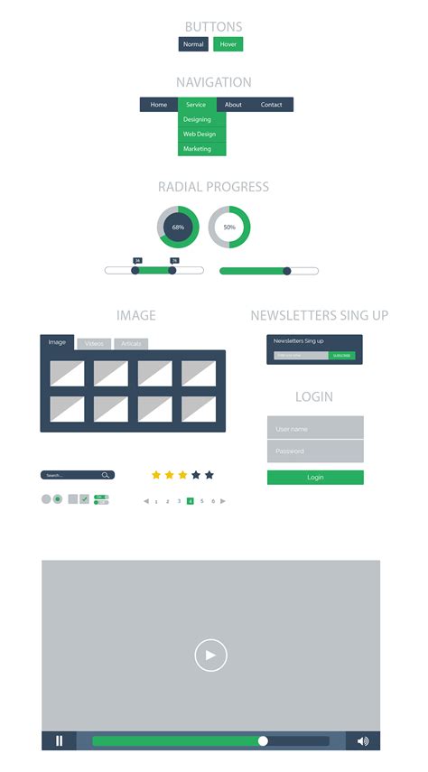 Flat UI Kit Design On Behance