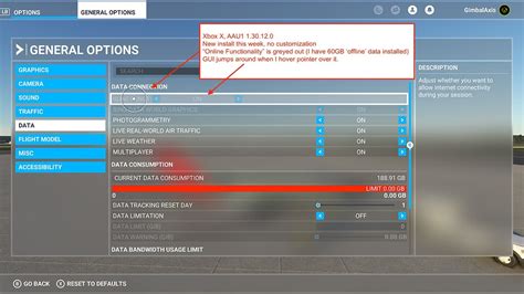 Xbox General Options Data Online Functionality Greyed Out Gui Buggy 1 30 12 0 User