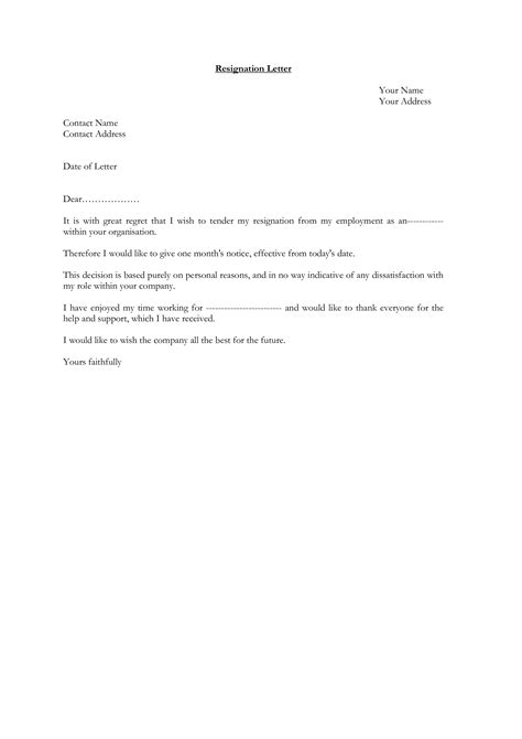 Resignation Letter Format And Sample