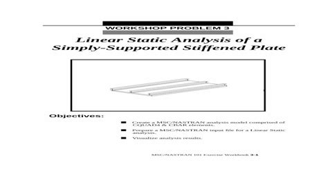 Linear Static Analysis Of A Simply Supported Stiffened Plate Pdf Document