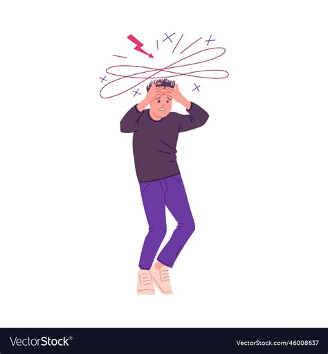 Confused Man In Fear And Panic Flat Royalty Free Vector