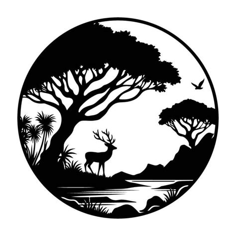 Free Nature Scene Svg Black And White Svg Vector File For Laser Cutting