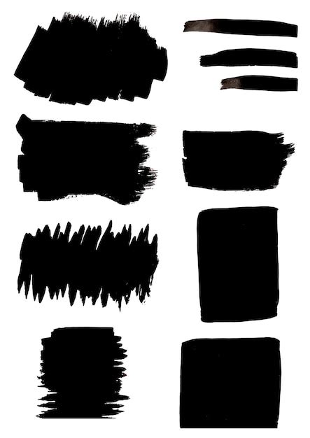 벡터 잉크 브러시 스트로크 블랙 세트 그런 지 흰색 페인트 브러시 새로운 Collectiondesign에 고립 된 텍스처