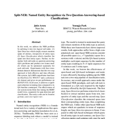 Split Ner Named Entity Recognition Via Two Question Answering Based