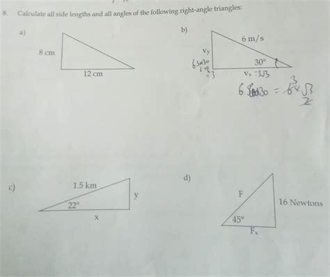 Calculate All Side Lengths And All Angles Of The Following Right Angle Tr