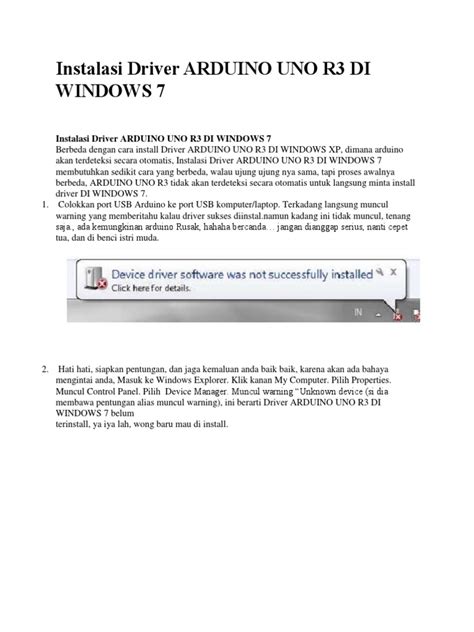 Instalasi Driver Arduino Uno R3 Di Windows 7 Pdf