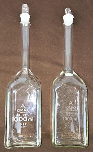 Used Kimble 28040 1000 Kimax Class A Square 1l Volumetric Flask For