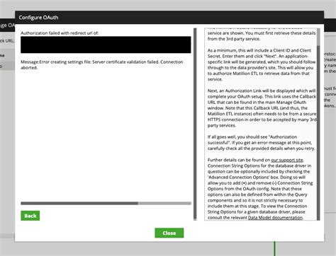 Error Creating Settings File Server Certificate Validation Failed