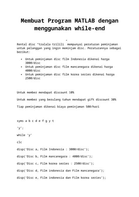 DOCX Membuat Program MATLAB DOKUMEN TIPS