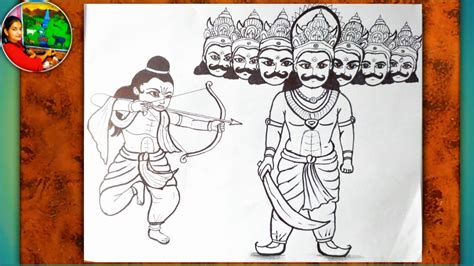 How To Draw Easy Dussehra Scenery Dusshera Drawing Lord Ram Ravan Vadh Happy Vijaya