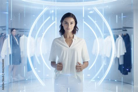 Virtual Fitting Room Individual Trying On Virtual Clothes Digital