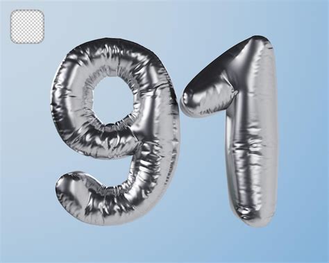 Premium Psd Number 91 Silver 3d Illustration